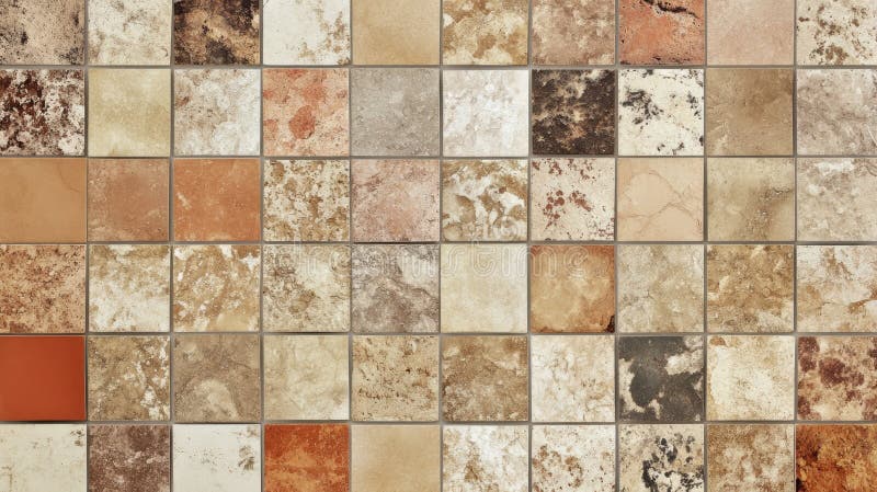 Decorative Ceramic Tiles in Various Colors and Textures Arranged in a ...