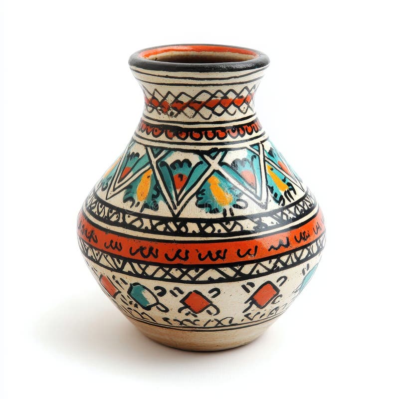 A Decorative Ceramic Vase Featuring Colorful Patterns and Bird Motifs ...