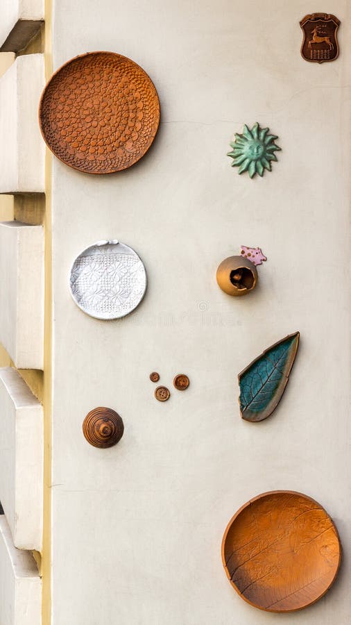 Decorative Ceramics on the Wall Stock Image - Image of facade, floral ...