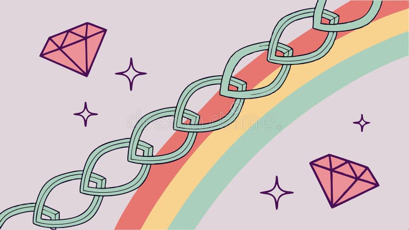 Decorative Chain Element with Diamonds and a Rainbow Arch Vector Design ...