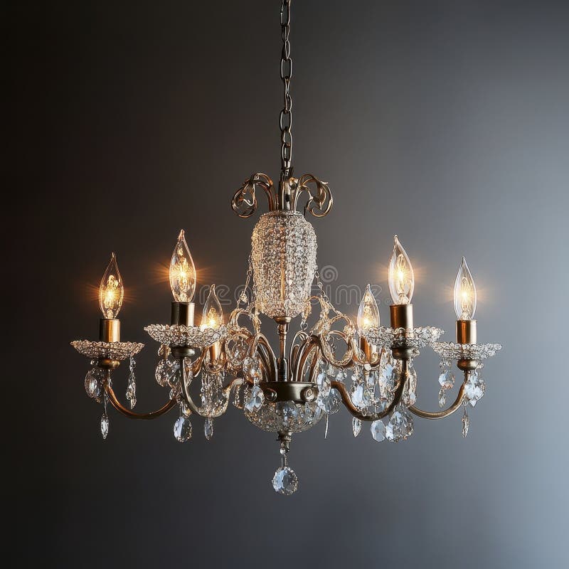 A Decorative Chandelier with Multiple Light Sources and Crystal Accents ...
