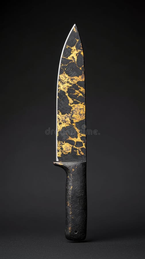 Decorative Chef S Knife with Gold and Black Pattern Stock Illustration ...