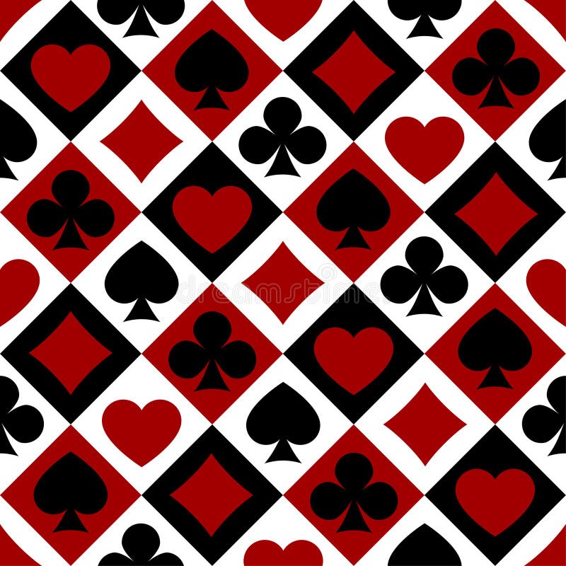 Decorative Chess Cell Seamless Pattern Background with Playing Card ...