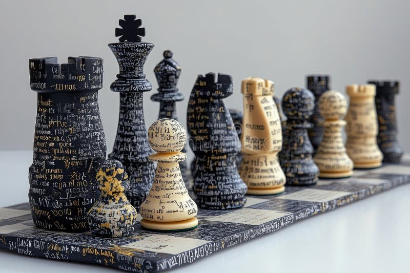 Intricately Designed Chess Pieces with Ancient Script a Close-Up View ...