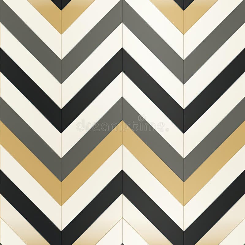 Decorative Chevron Wall Tile Design in Gold and Black (tiled) Stock ...