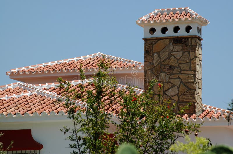 Spanish Style Home with Tower Stock Photo - Image of luxury, pavers ...
