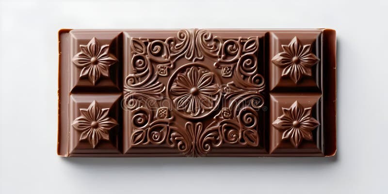 A Decorative Chocolate Bar with Floral Embossed Designs Displayed Stock ...