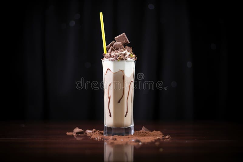 Decorative Chocolate Swirls on Rim of Milkshake Glass Stock Photo ...