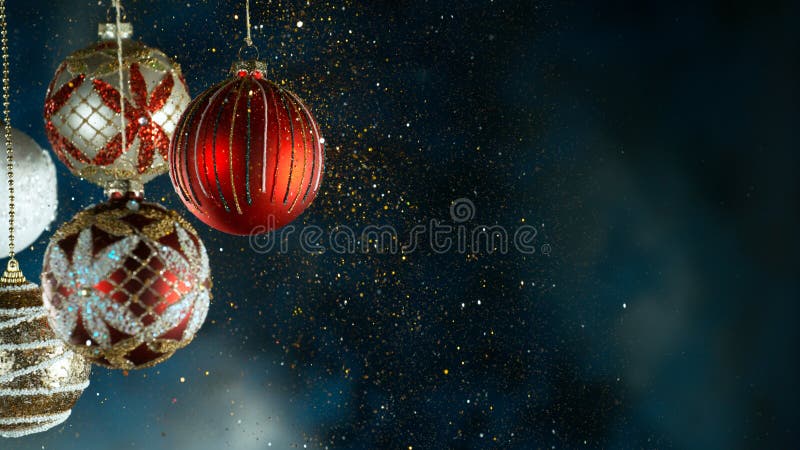 Decorative Christmas Balls with Bokeh Lights Stock Photo - Image of ...