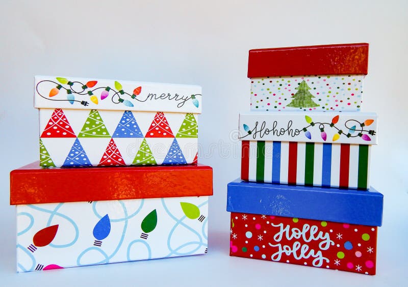 Decorative Stacking Christmas Gift Boxes Stock Photo - Image of ...