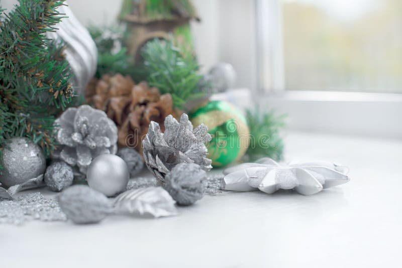 Decorative Christmas Composition with Traditional Elements of the ...