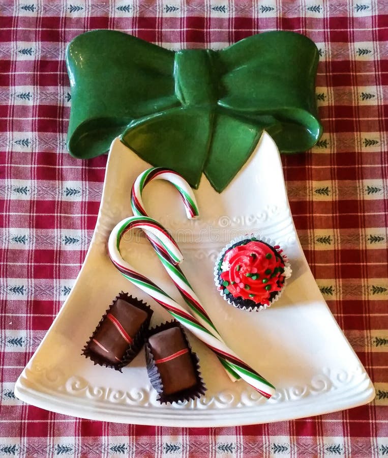 Decorative Christmas Plate with Holiday Treats Stock Image - Image of ...