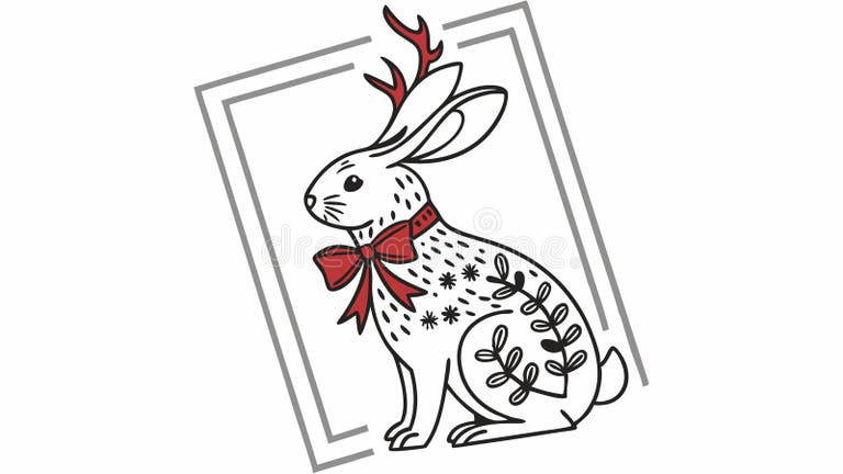 Decorative Christmas Rabbit. Card with Negative Space Stock Vector ...
