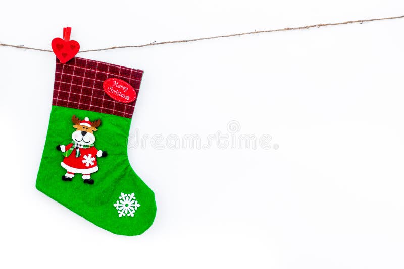 Decorative Christmas Socks. Empty Socks for Gift Hanging Off a Thread ...
