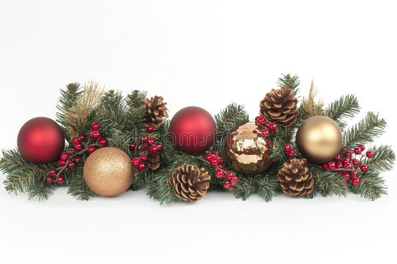 Decorative Christmas Tree Image with Horizontal Border. Stock Photo ...