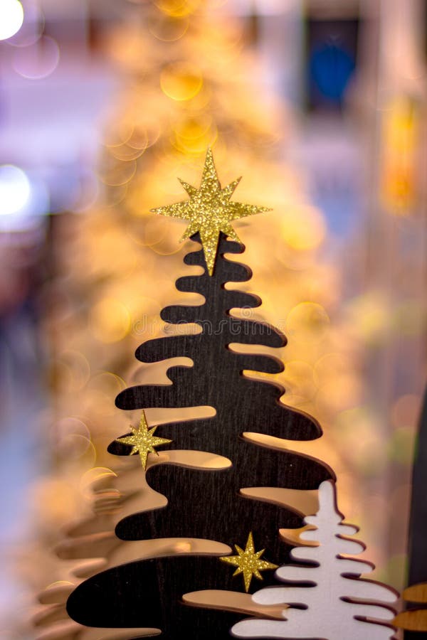 Decorative Christmas Tree Made of Plywood. Wavy Tree with a Star Stock ...