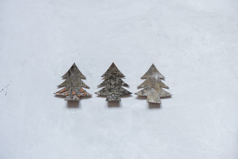 Decorative Christmas Trees Made of Tree Bark. Decorations for the ...