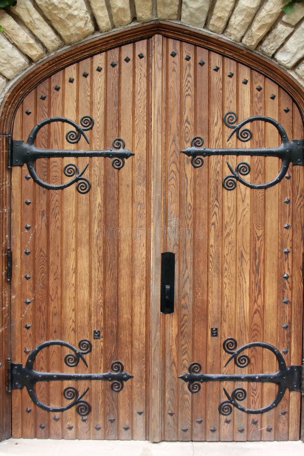 Decorative Church Door with Iron Hinges Stock Image - Image of chapel ...