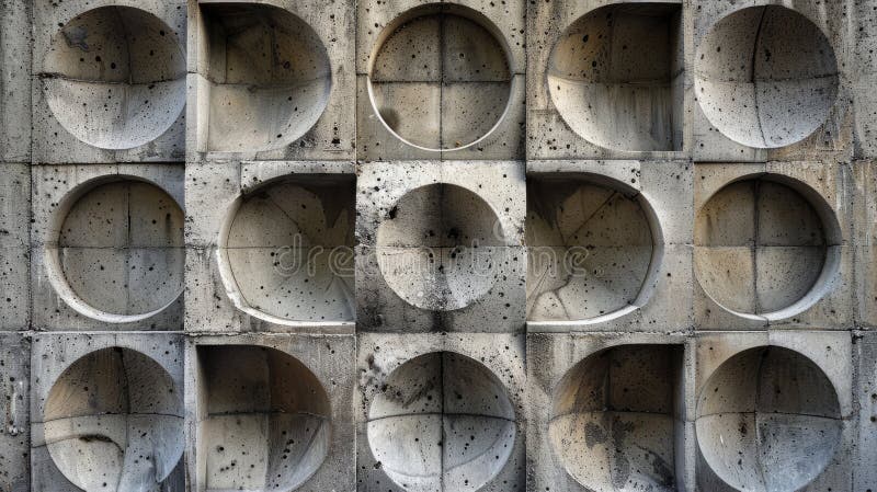 Decorative Cinder Block Wall with Circular Patterns in Urban Setting ...