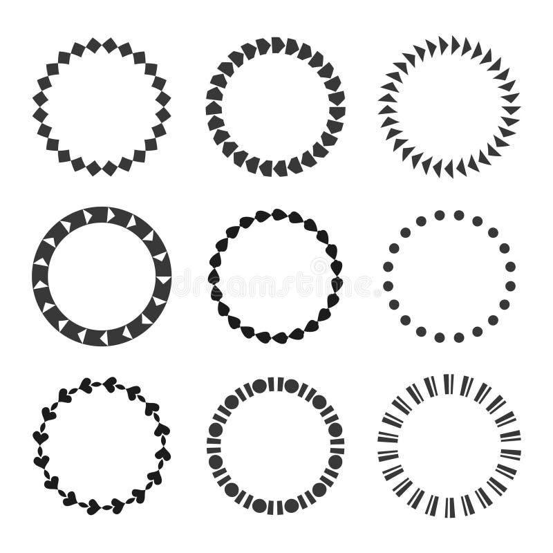 Decorative Circle Frames. Geometric Border Design. Black and White ...