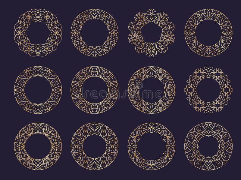Decorative Circle Frames. Royal Design Empty Forms with Ornate ...