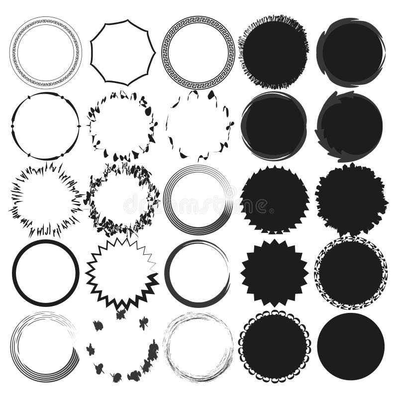 Decorative Circle Frames. Various Round Borders. Black and White ...