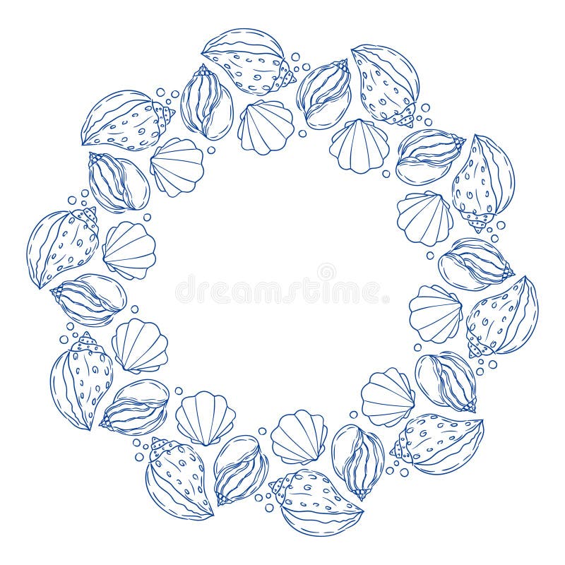 Decorative Circular Design Featuring Shells and Nuts in a Minimalist ...
