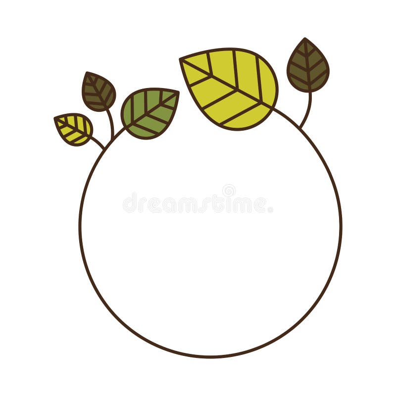 Decorative Circular Frame with Green Leaves Stock Vector - Illustration ...