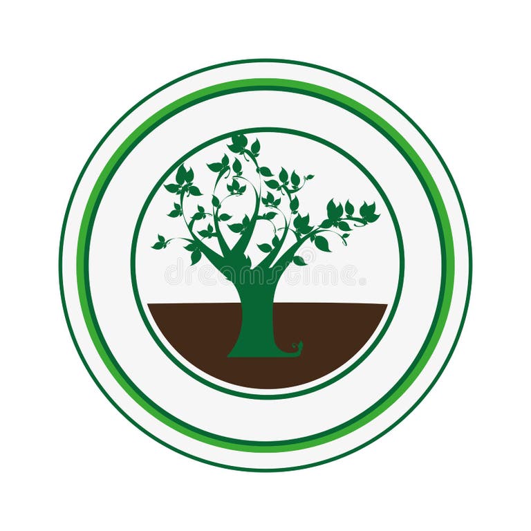 Decorative Circular Frame with Leafy Tree Plant Stock Vector ...