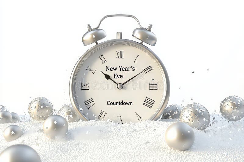 Countdown Clock for New Years Eve Celebration Amid Festive Decorations ...