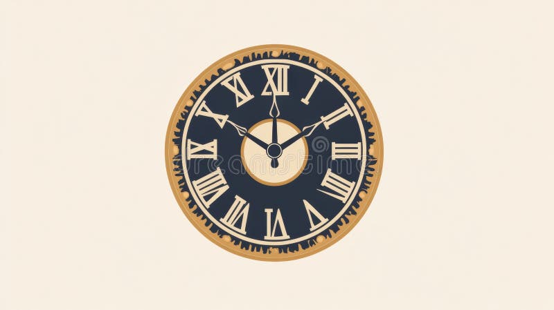 Decorative Clock with Roman Numerals Displaying Time on a Beige ...