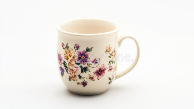 A Decorative Coffee Cup Featuring a Beautiful Floral Pattern Stock ...