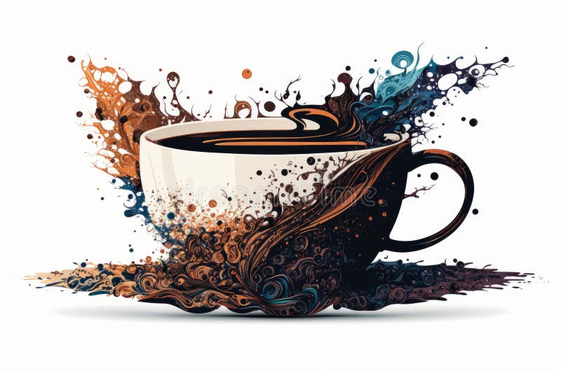 Decorative Coffee Cup Vector. Generative Ai Stock Illustration ...