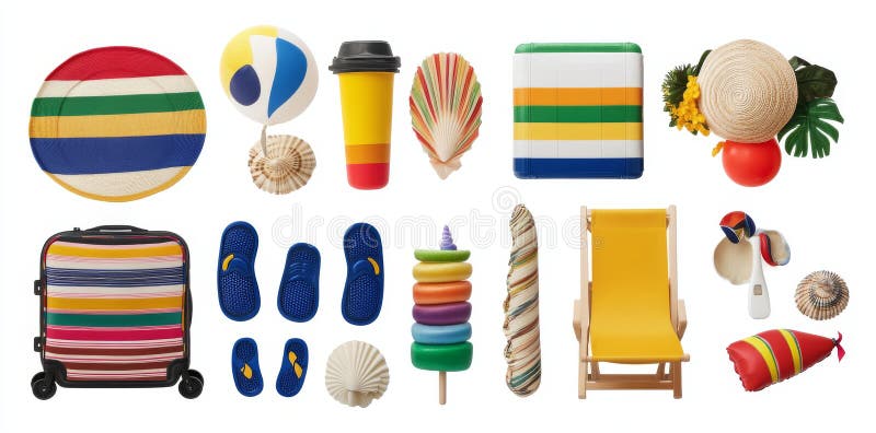 Decorative Collage Element on Beach for Relaxation Including a Beach ...