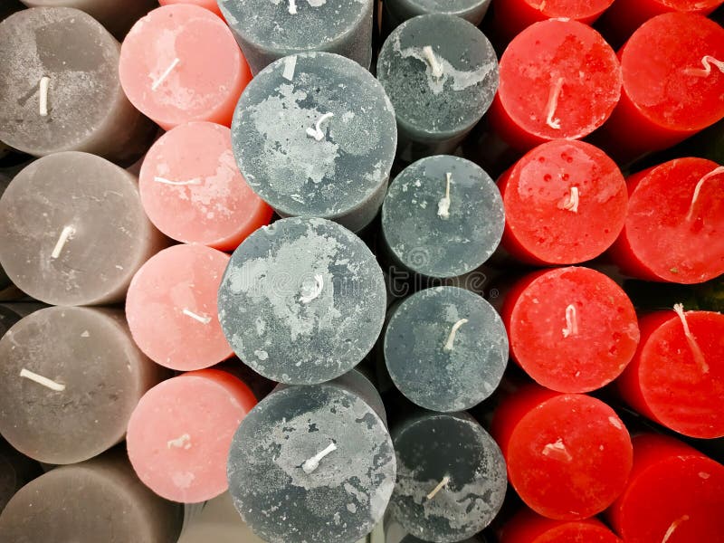 Decorative Colored Tea Candles, Various Colors, Top View. Stock Image ...