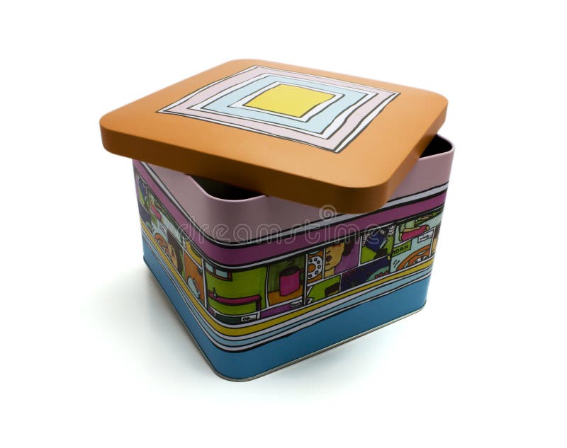 Decorative Colorful Tin Box Stock Photo - Image of decorative, ornament ...
