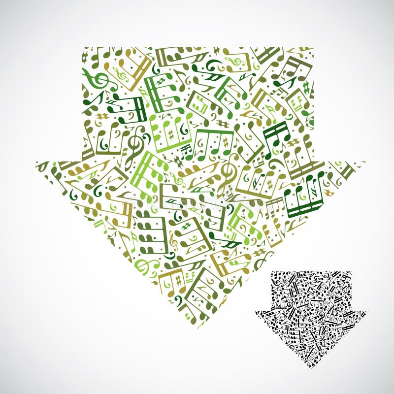 Decorative Colorful Vector Arrow Symbol Filled with Musical Note Stock ...