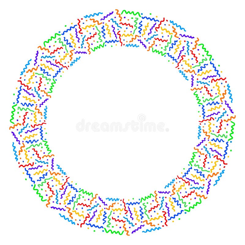 Decorative Colorful Vector Round Border from Abstract Curve Zigzag ...
