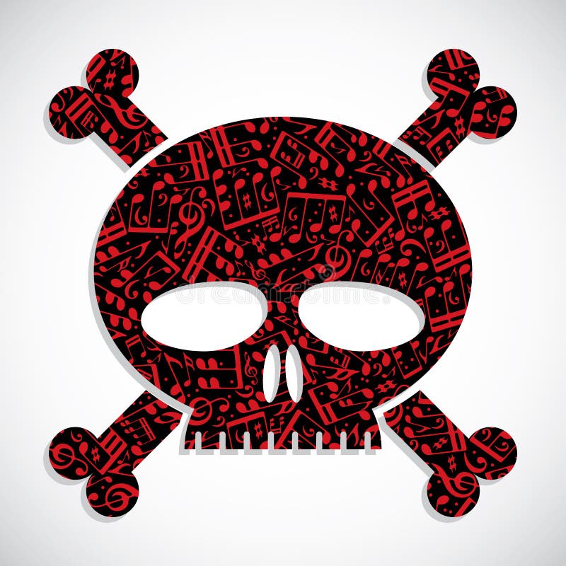 Decorative Colorful Vector Skull Filled with Musical Notes, Keep Stock ...
