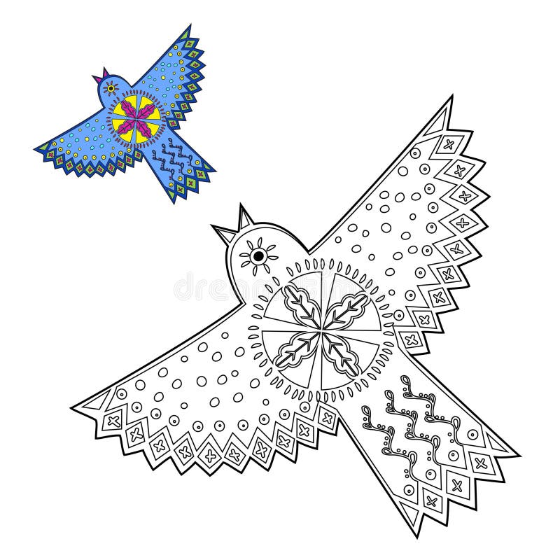 Decorative Coloring Page with Bird, Easter Flying Bird, Tattoo Design ...