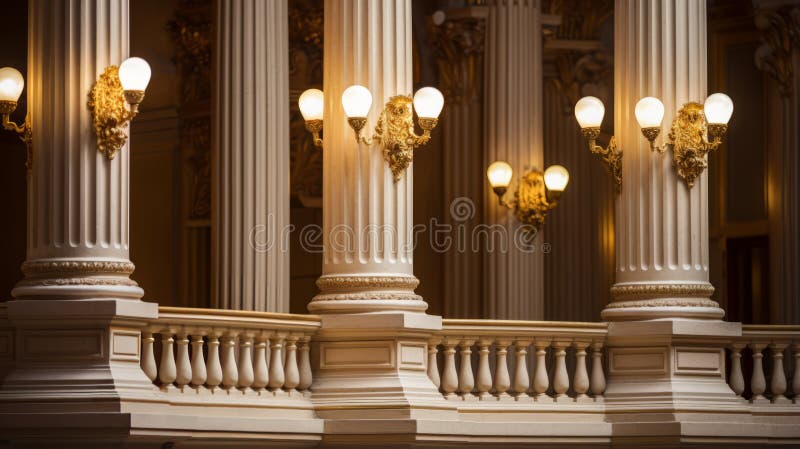 Decorative Columns in a Classical Theater Stock Illustration ...