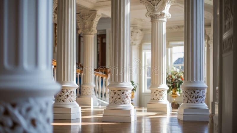 Decorative Columns in an Elegant Mansion Stock Illustration ...
