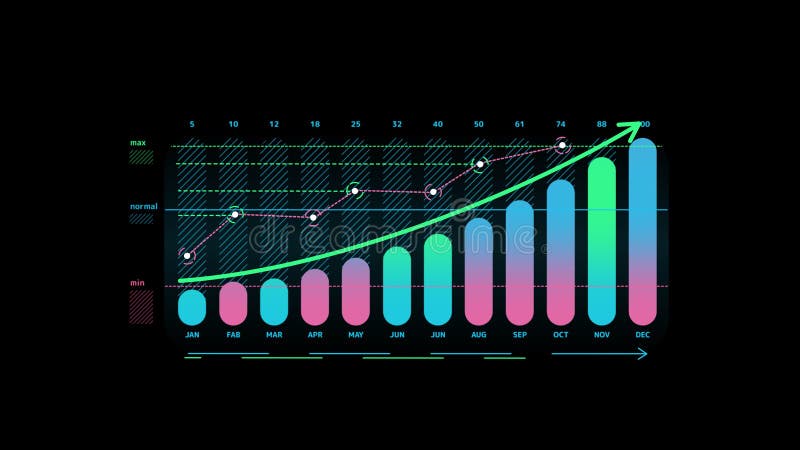 Monthly Growth Graph on the Alpha Channel. Stock Footage - Video of ...