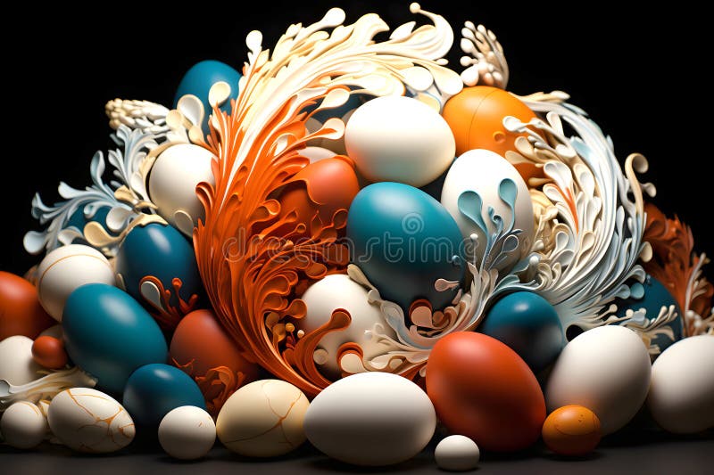 Decorative Composition of Colored Chicken Eggs. Creative Art Stock Illustration - Illustration ...