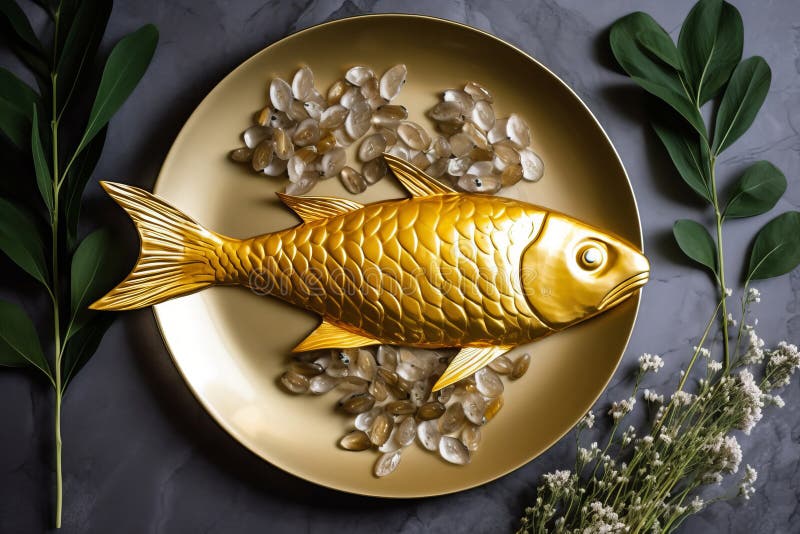 Gold fish for dinner stock illustration. Illustration of rich - 281604844