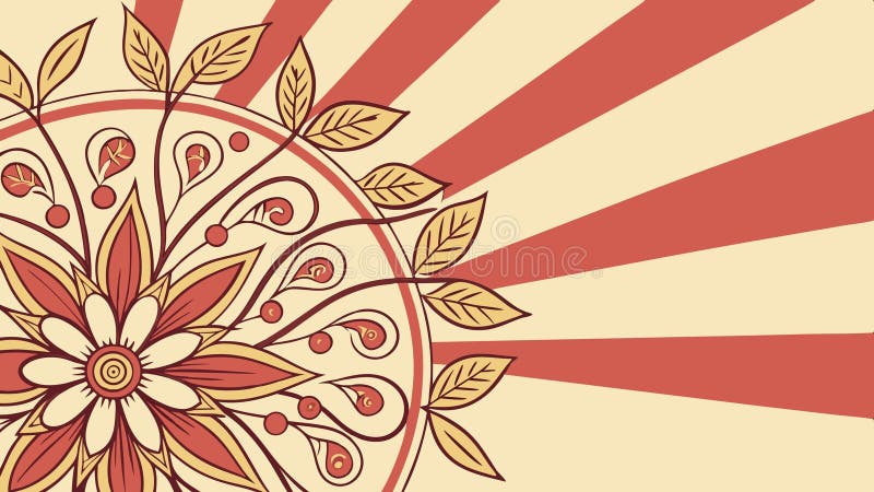 Decorative Corner Art: Mandala Segment, Leaves, and Sun Rays Vector ...