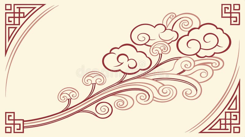 Decorative Corner Border with Stylized Traditional Cloud Pattern Vector ...