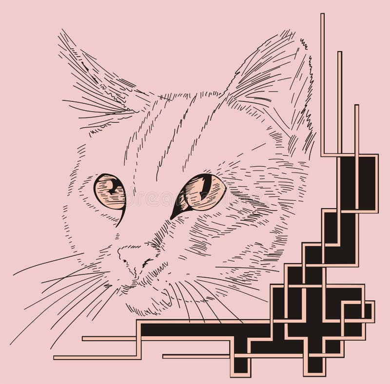 Decorative corner with cat stock vector. Illustration of decorative ...