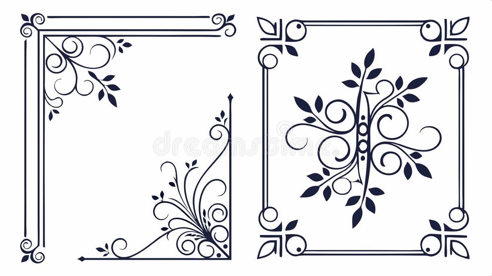 Decorative Corner Design Element Geometric Floral Pattern Vector Design ...