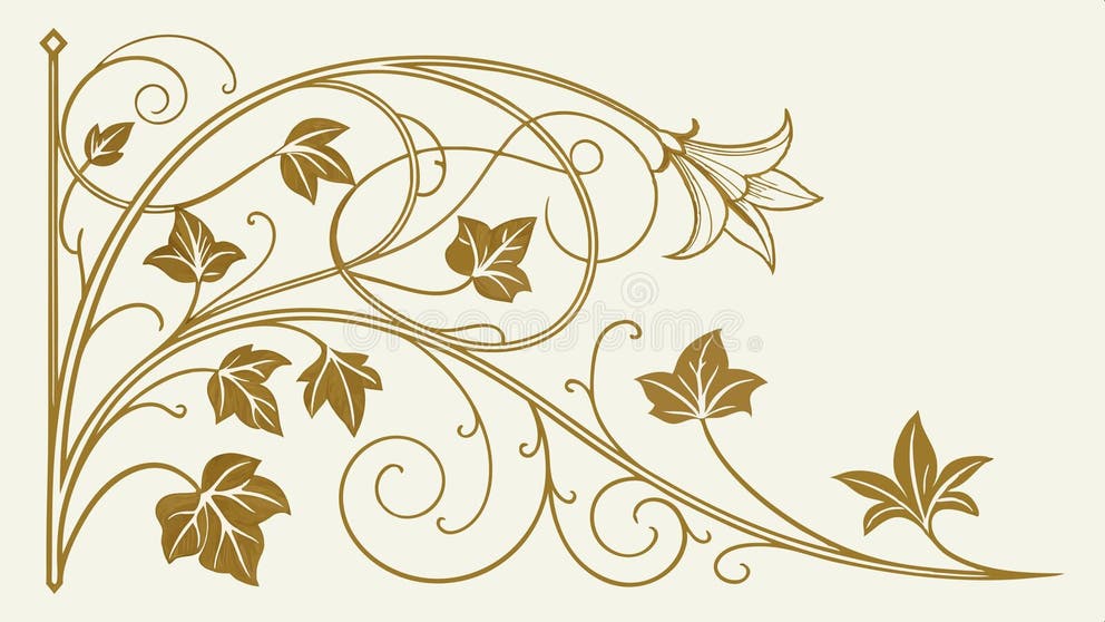 Decorative Corner Design with Ivy Leaves and Twisting Vines Vector ...